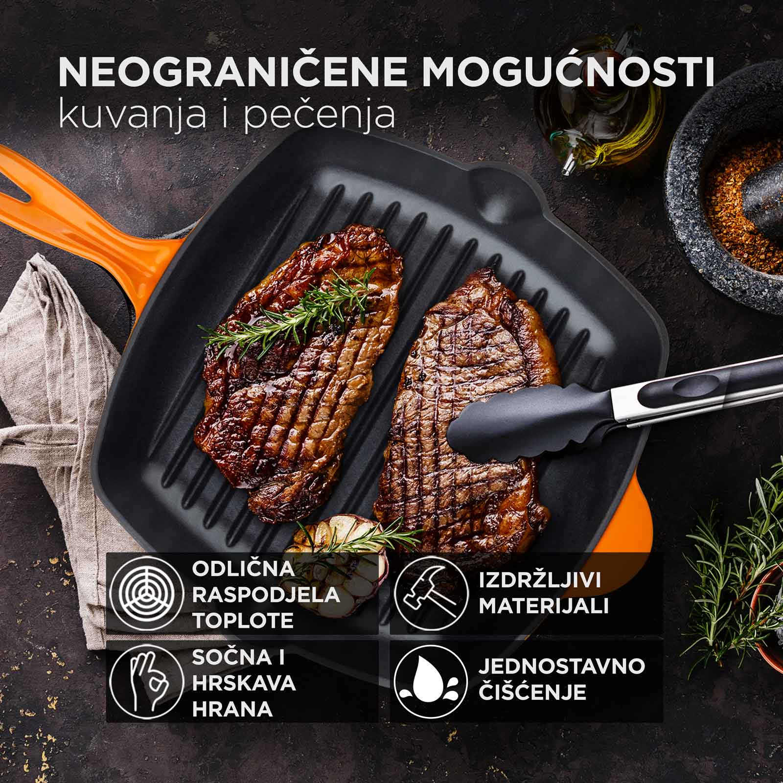 Grill tiganj Rosmarino Blacksmith narandžasti - 27 - Vitapur.me